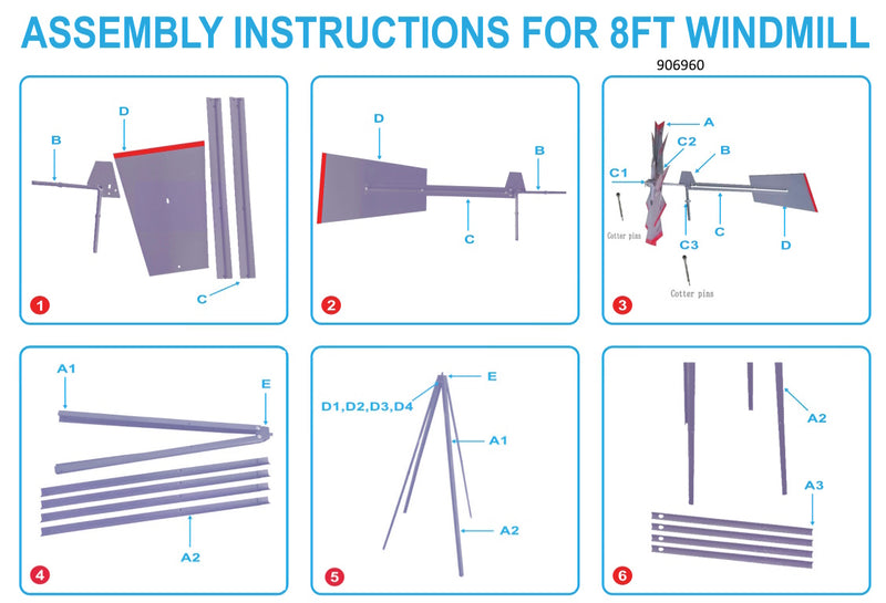 Replacement Parts for 96" Decorative Rustic Windmill 906960 – Backyard ...