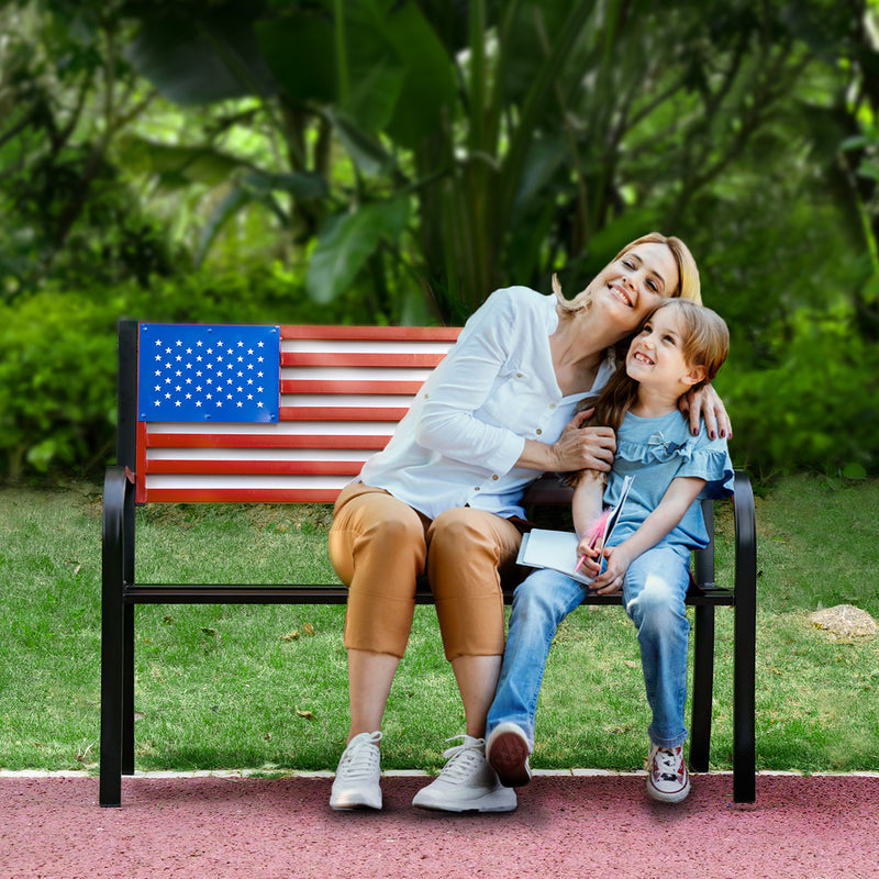 Metal American Flag Patio Bench – Backyard Expressions